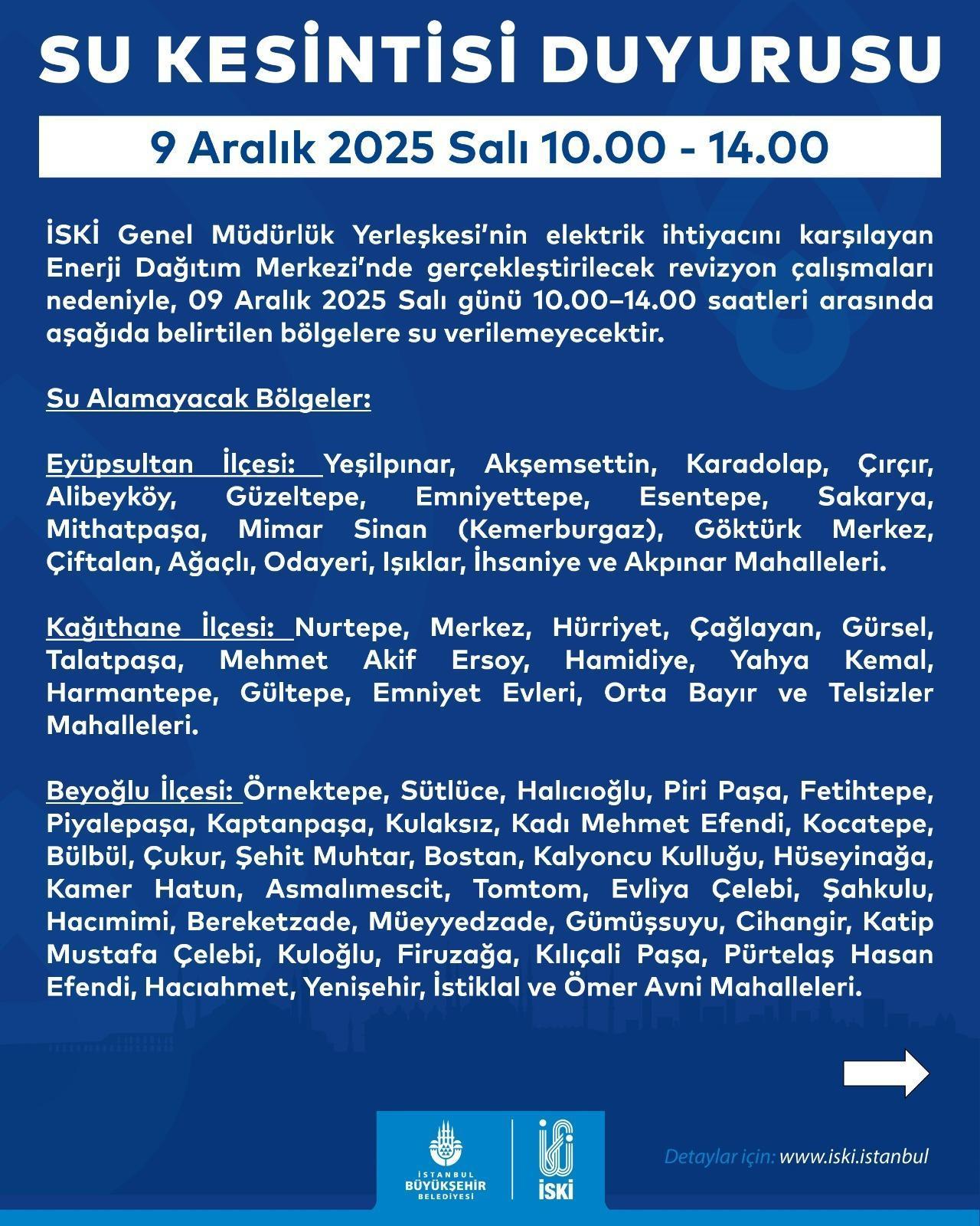 SULAR NE ZAMAN GELECEK? İSKİ 9 ARALIK SU KESİNTİSİ! İstanbul'da sular ...