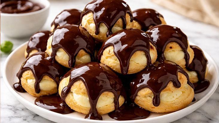 Pastane usulü profiterol nefis profiterol tarifi! Çikolata sosu tam ...
