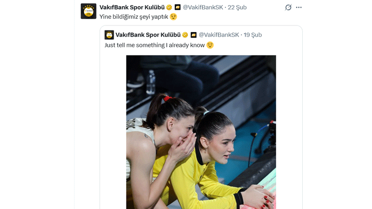 VakıfBank'tan Fenerbahçe'ye galibiyet göndermesi: Yine bildiğimiz şeyi ...