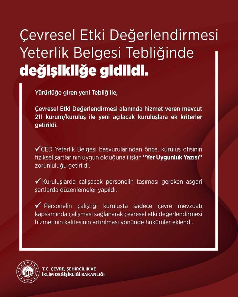 Çevresel Etki Değerlendirmesi Yeterlik Belgesi Tebliği’nde değişikliğe ...
