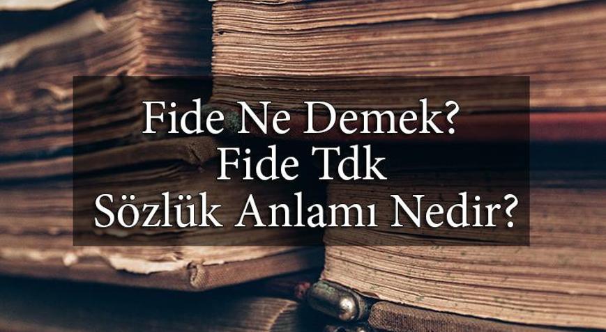 Fide Ne Demek? Fide Tdk Sözlük Anlamı Nedir?