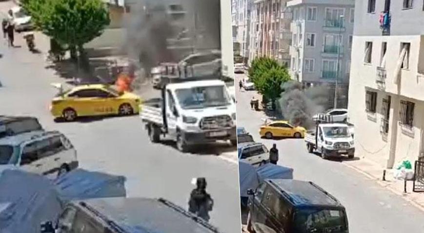 Ümraniye'de takside yangın - Son Dakika Milliyet